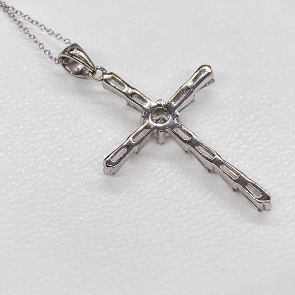 Jewelry | 14k White Gold Lab 2ct Diamond Cross Necklace | Poshmark